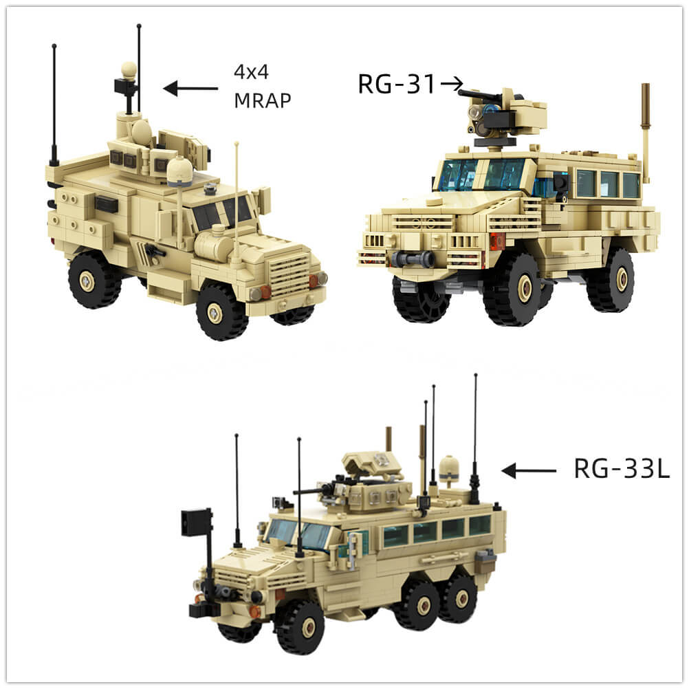 RG-33L Cat.2 / RG-31 Mk.5E Cat.1 / 4x4 MRAP MOC Building Block Bricks ...