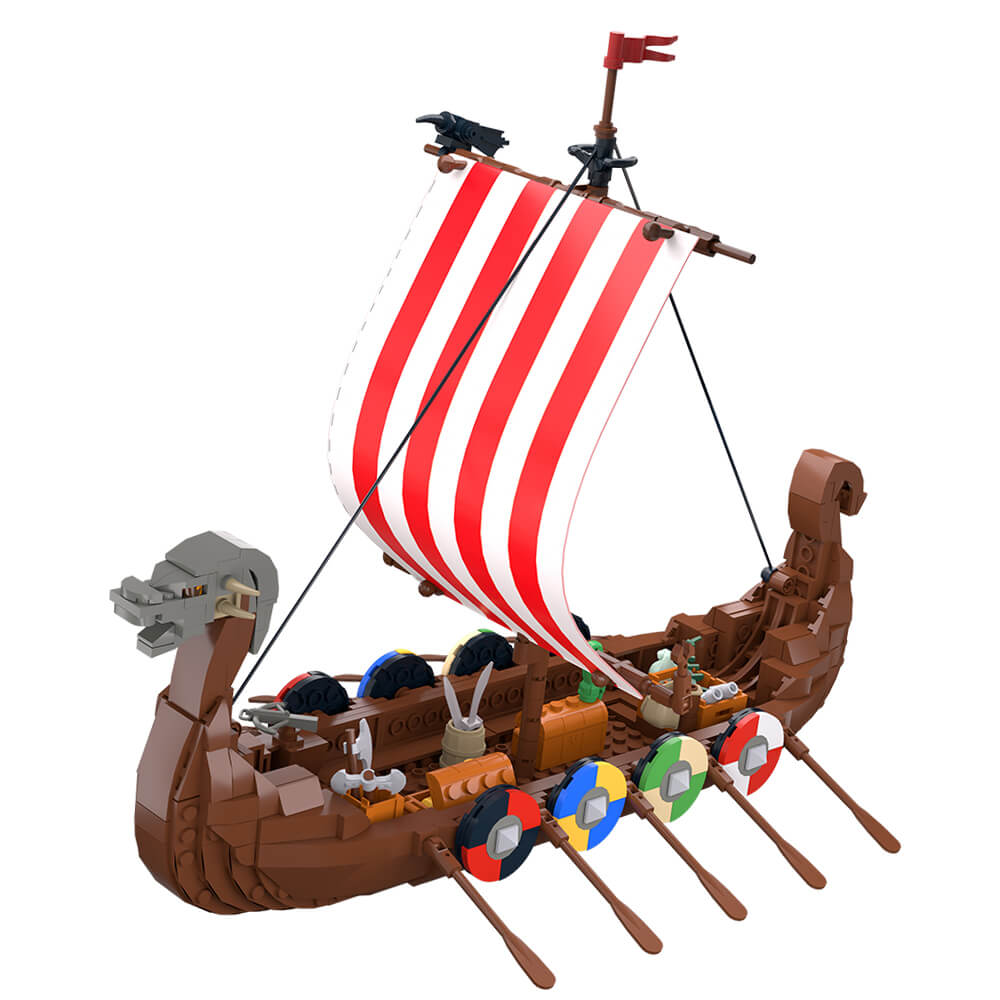 568PCS Viking Pirate Longship MOC Building Block Bricks |MocPixel ...